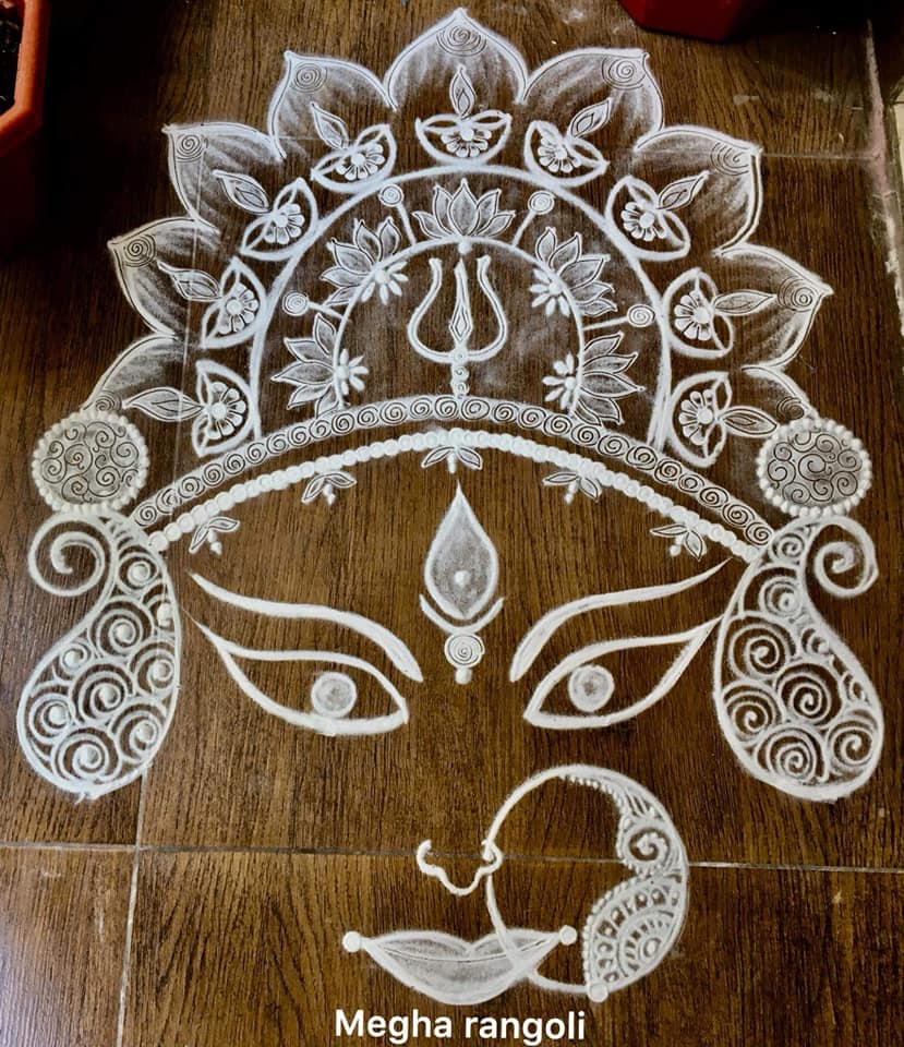 Navaratri Special Maa Durga Rangoli Designs By Megha Amol - Radiant Rangoli